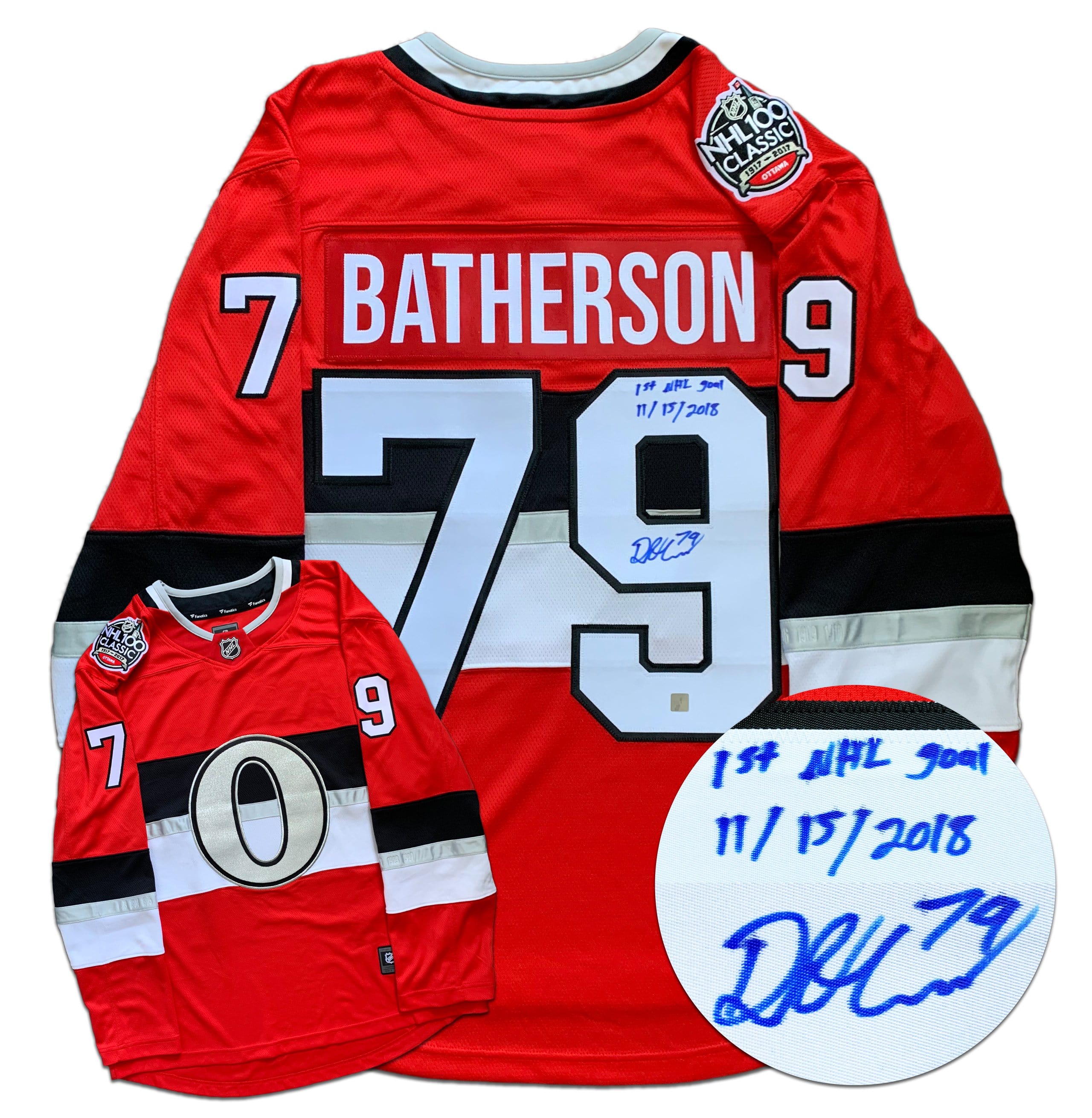 Drake Batherson Ottawa Senators Autographed NHL 100 Classic Fanatics ...